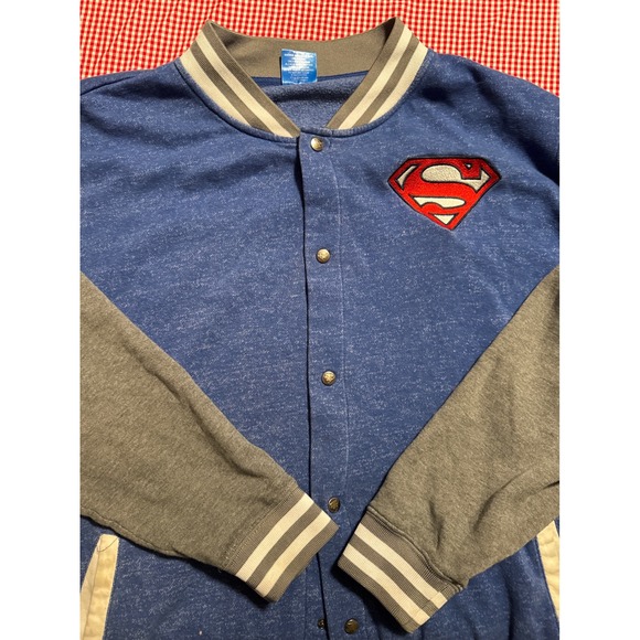 DC Comics | Jackets & Coats | Superman Varsity Jacket Mens Blue Grey ...